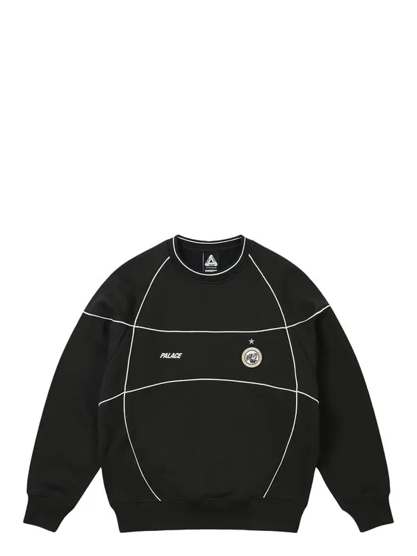 PALACE Pro Team Piped Crewneck Sweatshirt - Black