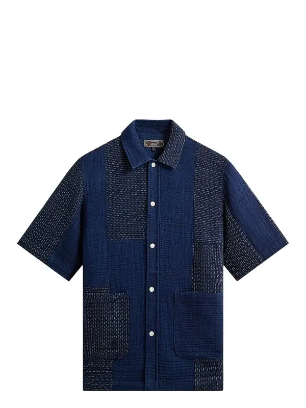Kith Stitched Patchwork Boxy Collared Overshirt - Blue