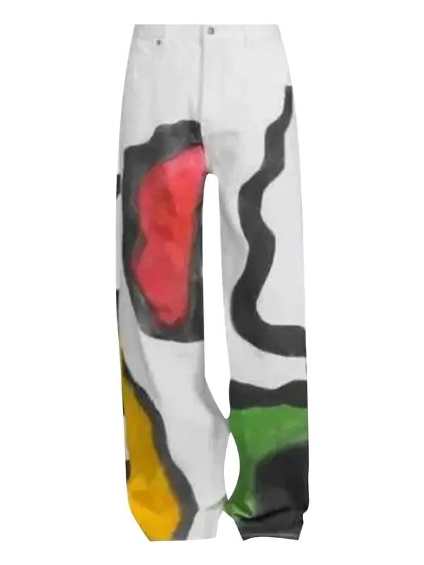 GLASS CYPRESS Painted Denim Jeans - White