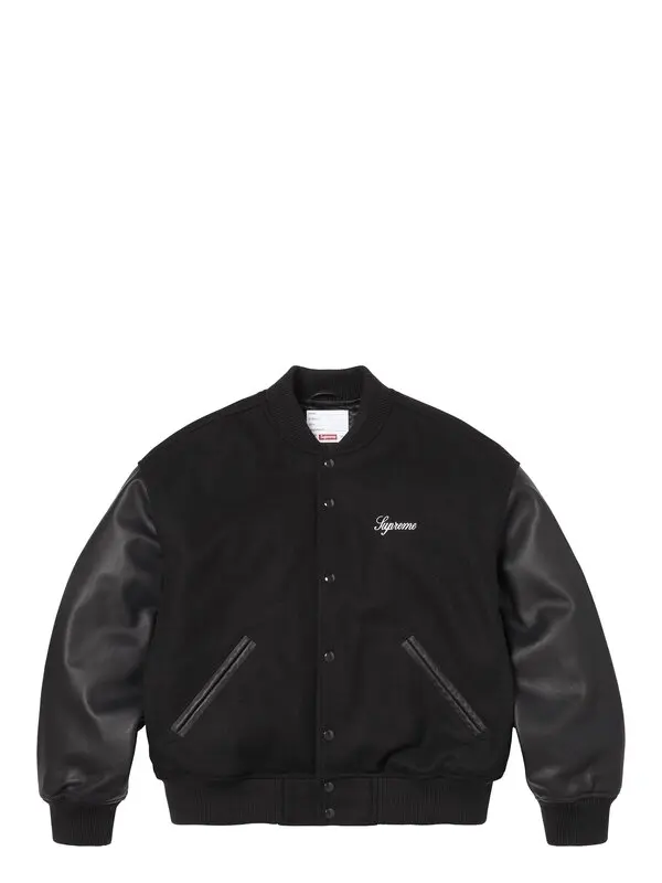 Supreme Cross Varsity Jacket - Black
