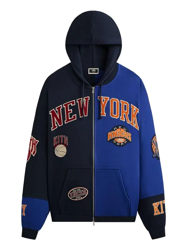 Kith X New York Knicks Mash Up Cropped Braxton Hoodie - Black