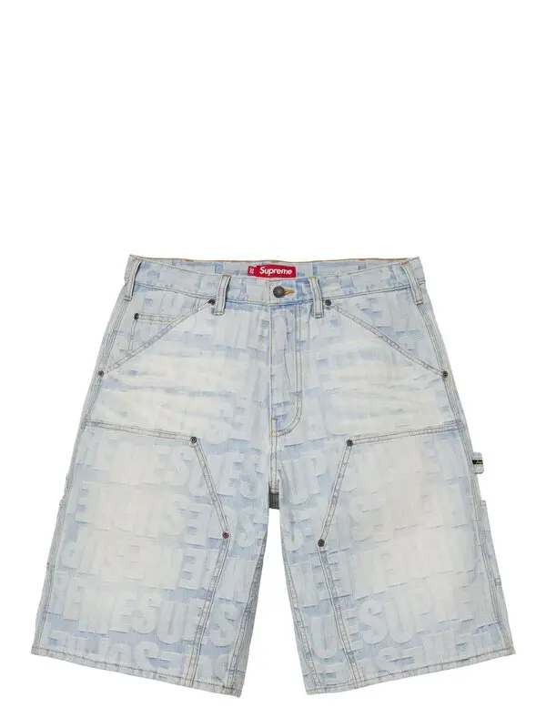 Supreme Repeat Jacquard Double Knee Denim Short - Blue