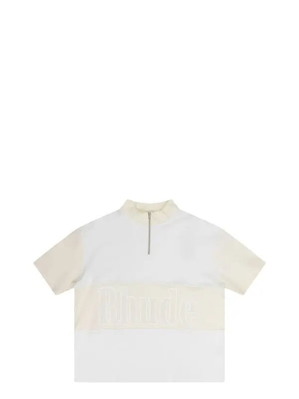 Rhude Paneled Zip Henley Sweater - White