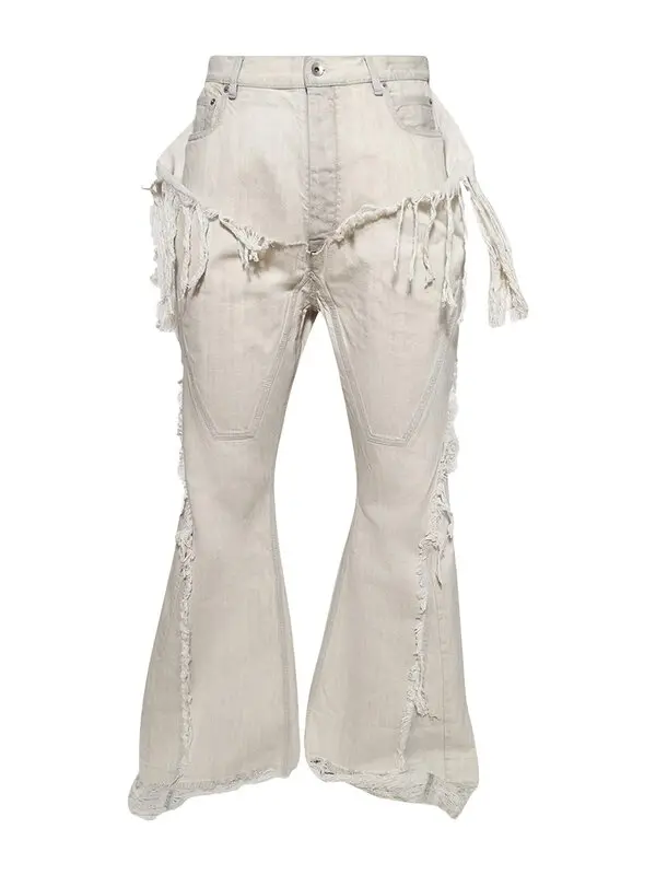 Rick Owens Slivered Bootcut Denim - White