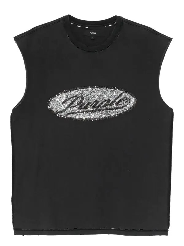 PURPLE BRAND Embellished Script Tank Top - Black