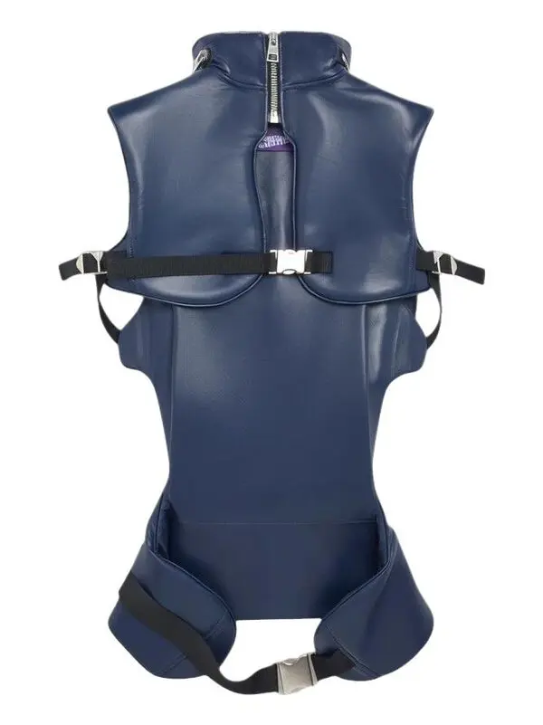 JEAN PAUL GAULTIER Leather Vest With Buckle Detailing - Blue