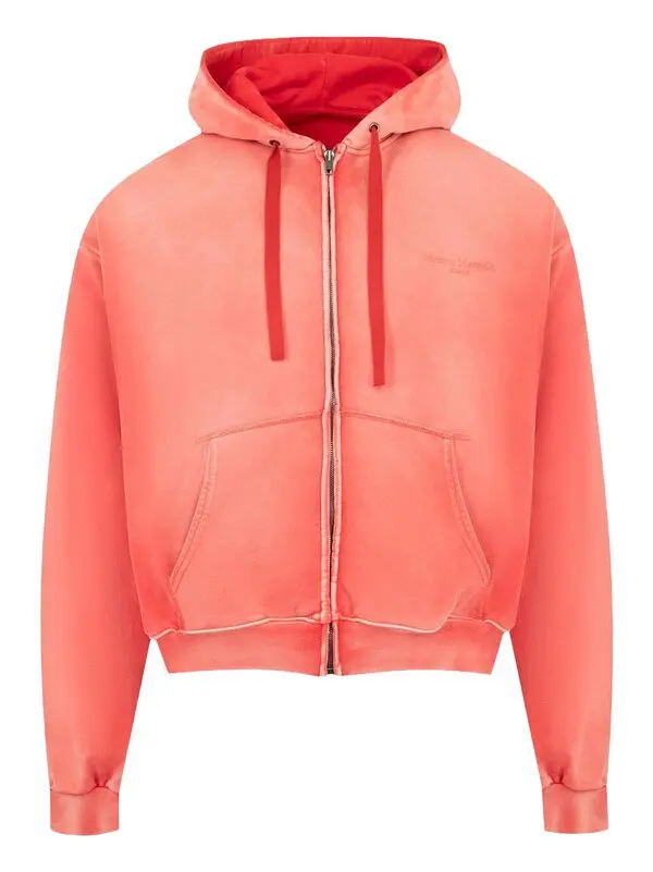 MAISON MARGIELA Zip-up Hooded Sweat Jacket - Red