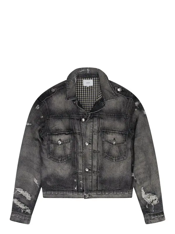 Rhude Distressed Denim Jacket - Grey