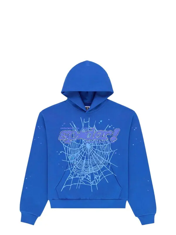 SP5DER Rhinestone Punk V2 Hoodie - Blue