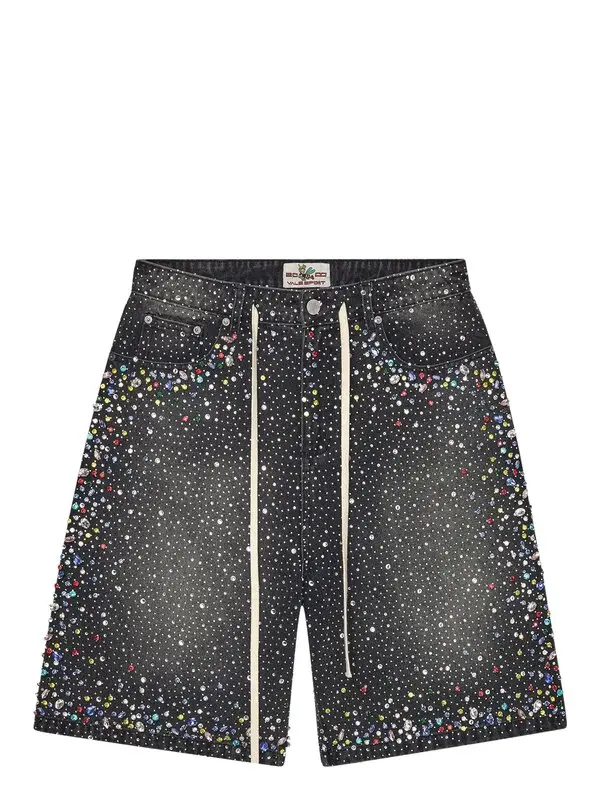 VALE FOREVER Rainstorm V2 Embellished Denim Jorts - Black