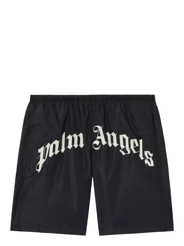 Palm Angels Curved Logo Swim Shorts - Black