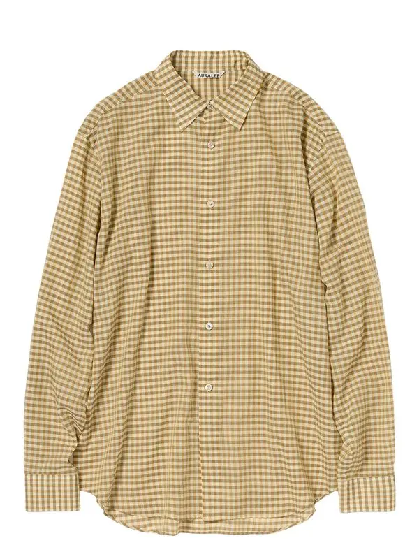 Auralee Airy Light Cotton Check Shirt - Yellow