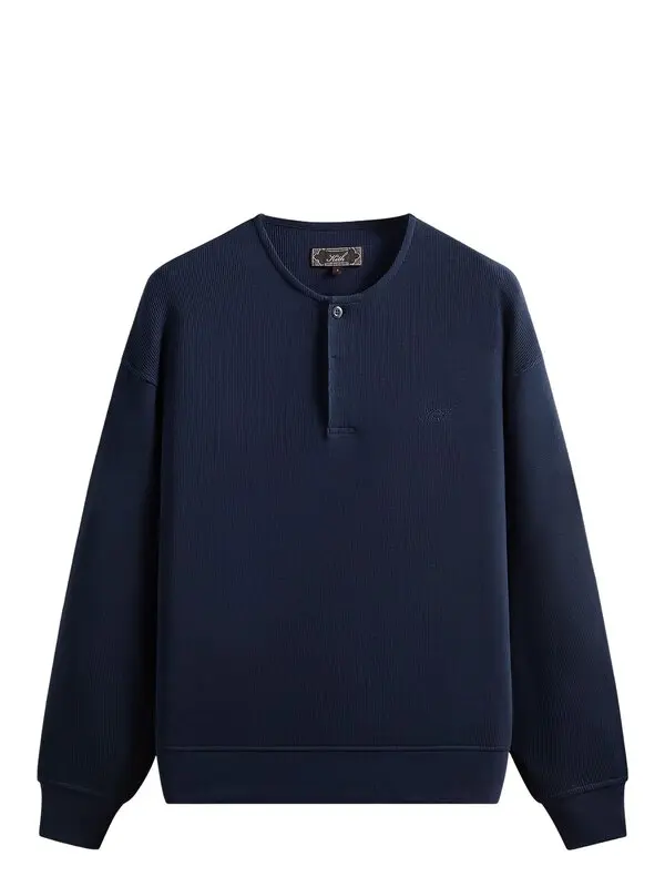 Kith Micro Waffle Long Sleeve Pullover - Black