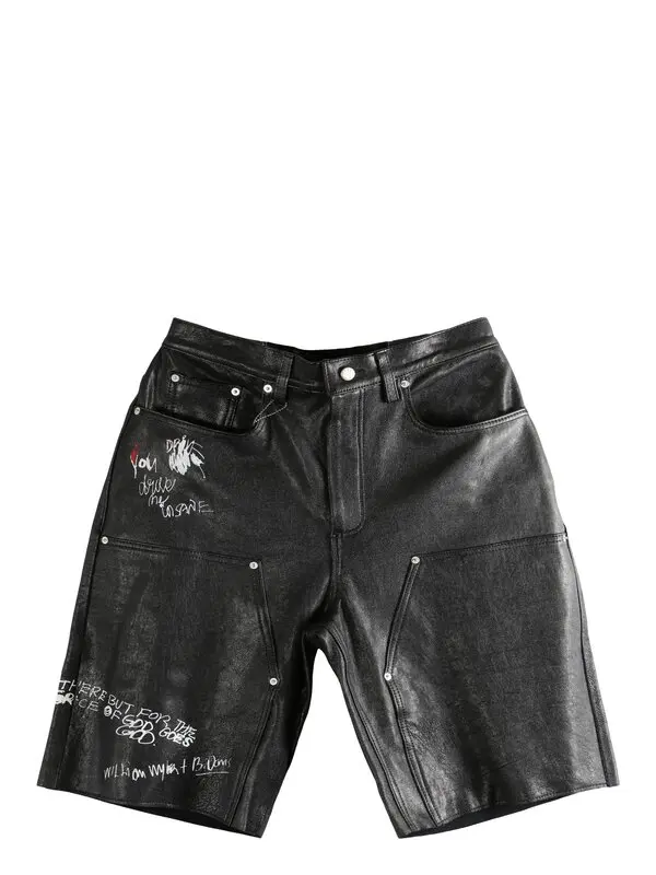 PALY HOLLYWOOD Painted Leather Double Knee Short - Black