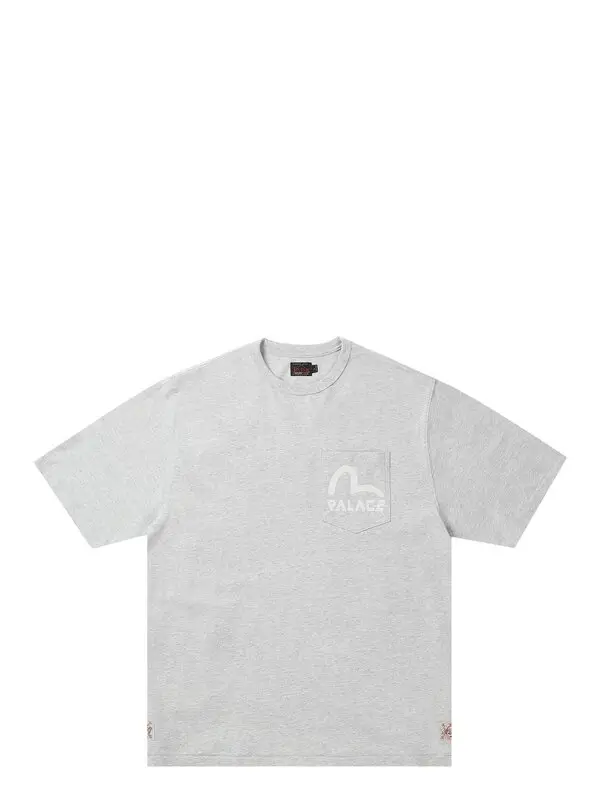 PALACE X Evisu Heavy Wash T-shirt - Grey