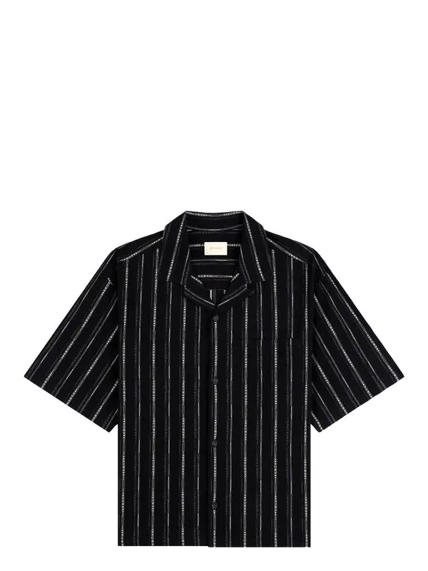 Aimé Leon Dore Cropped Jacquard Camp Shirt - Black