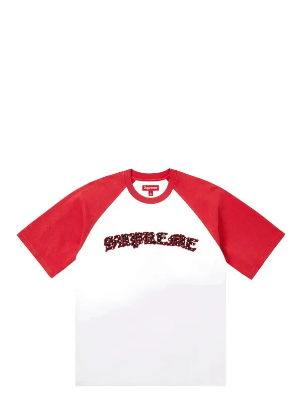 Supreme Rhinestone Logo Raglan Short-sleeve Top - White