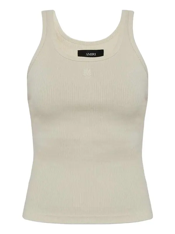Amiri Ma Embroidery Ribbed Tank - White