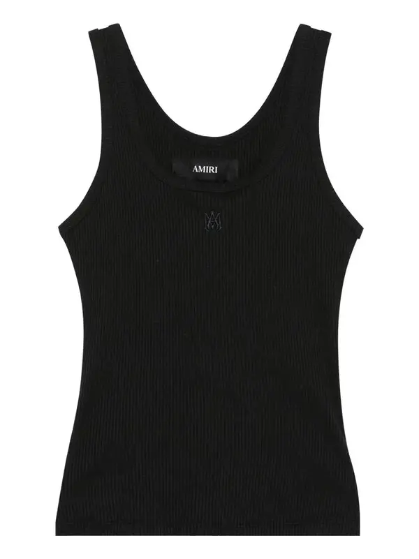 Amiri Ma Embroidery Ribbed Tank - Black