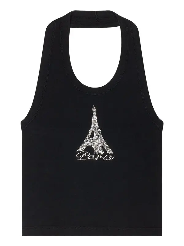 Vetements Crystal Paris Halter Tanktop - Black