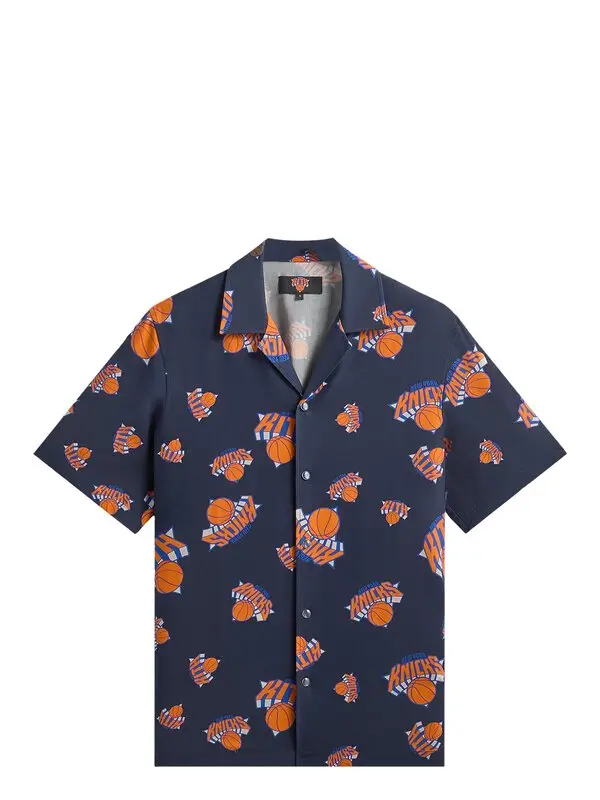 Kith For The New York Knicks Playoffs Thompson Camp Collar Shirt - Black