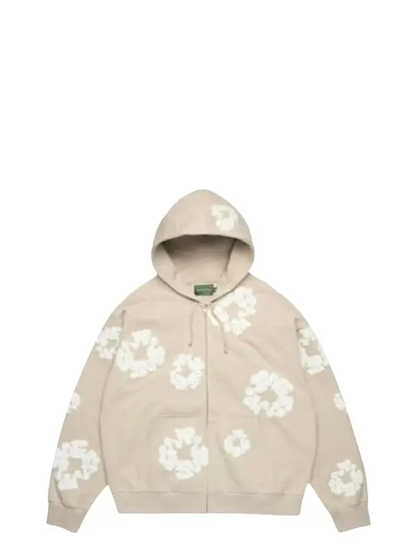 DENIM TEARS Cotton Wreath Zip Hoodie - Cream