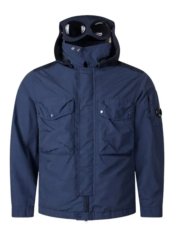 C.P. COMPANY Flatt Nylon Mixed Goggle Overshirt - Blue
