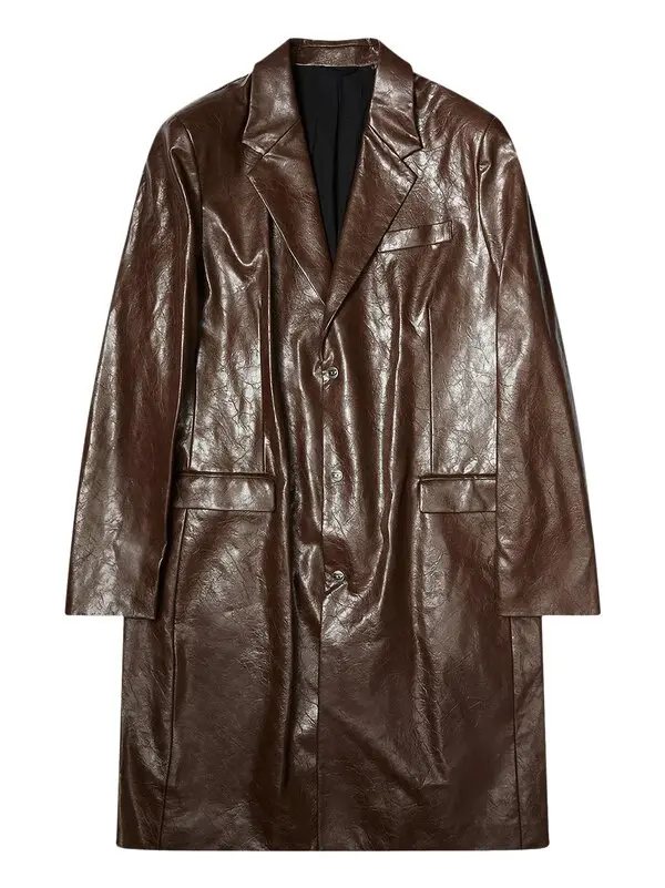 DIESEL® Faux Leather Trench Coat - Brown