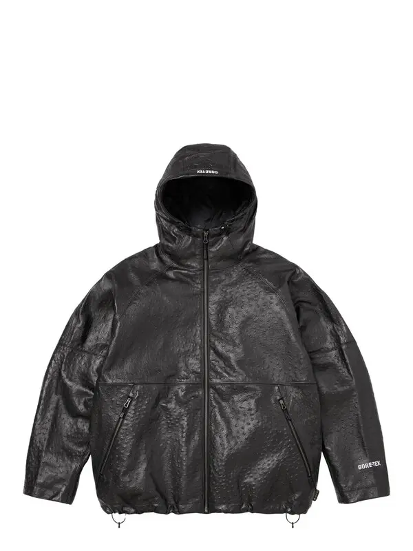 Supreme Gore-tex Ostrich Embossed Leather Zip-up Jacket - Black