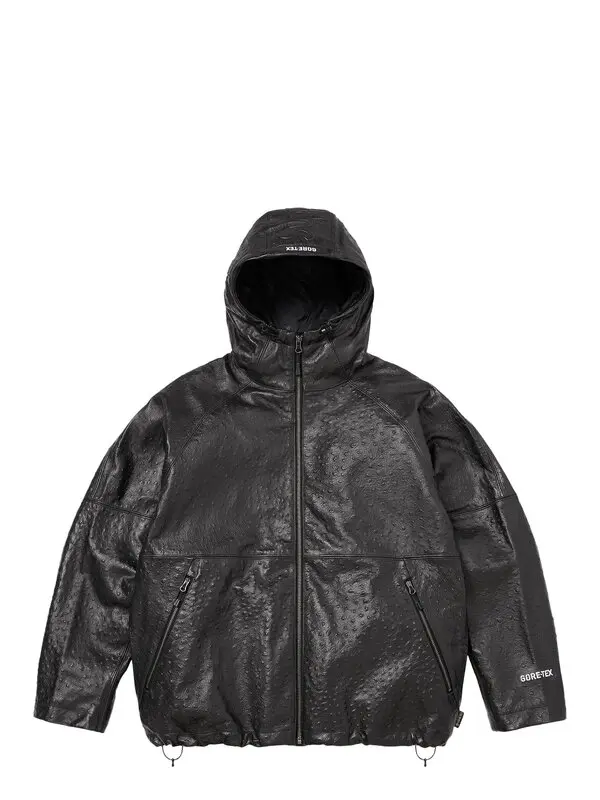 Supreme Gore-tex Ostrich Embossed Leather Zip-up Jacket - Black