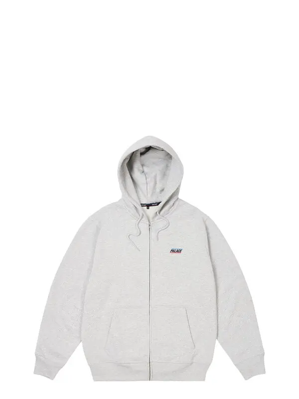 PALACE Zip-up Hooded Sweatshirt With Logo Detail - Grey