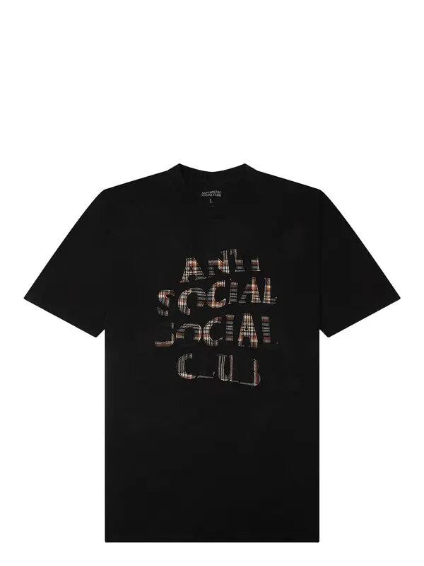 ANTI SOCIAL SOCIAL CLUB Plaid Applique T-shirt - Black