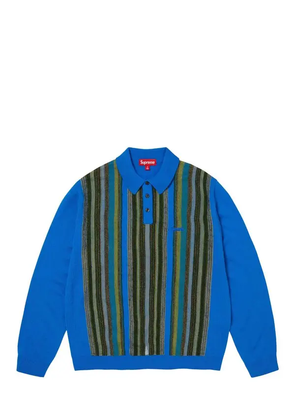 Supreme Multi Stripe Polo Sweater - Blue