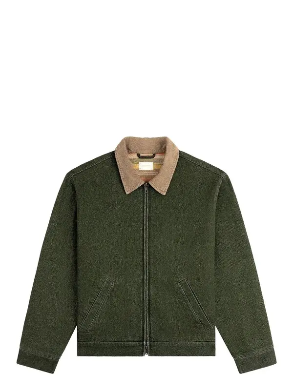 Aimé Leon Dore Olive Wash Denim Zip Jacket - Green