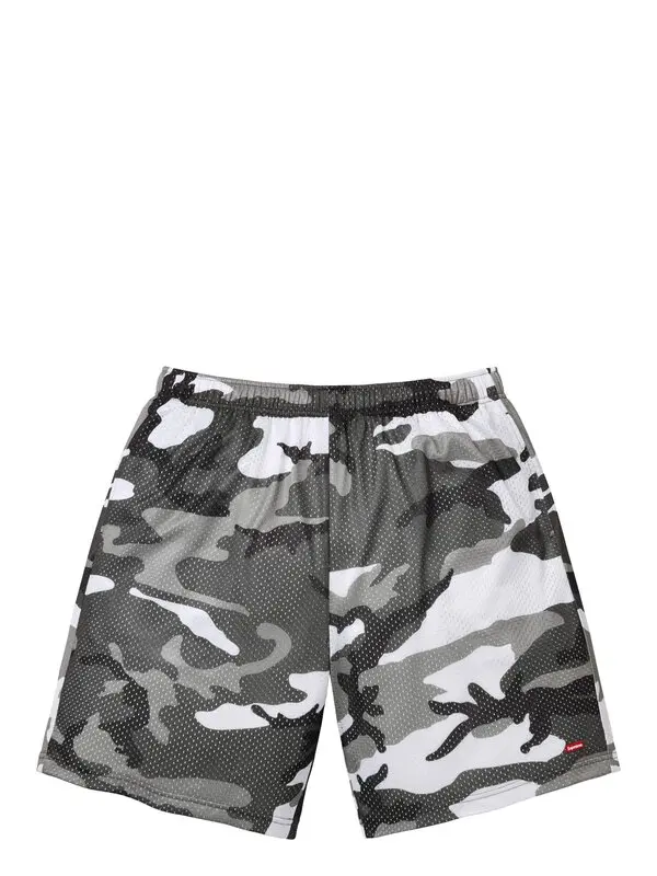 Supreme Small Box Baggy Mesh Short In Snow Camouflage - White