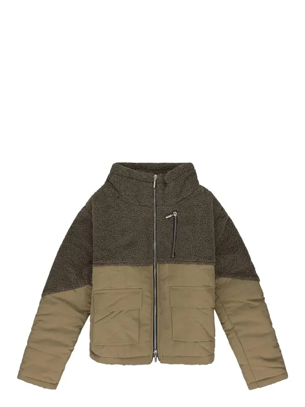 Rhude Two Tone Sherpa Zip Up Jacket - Brown