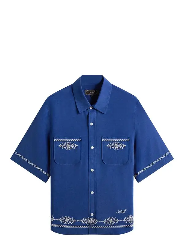 Kith Cupro Linen Paxton Shirt With Embroidered Details - Blue