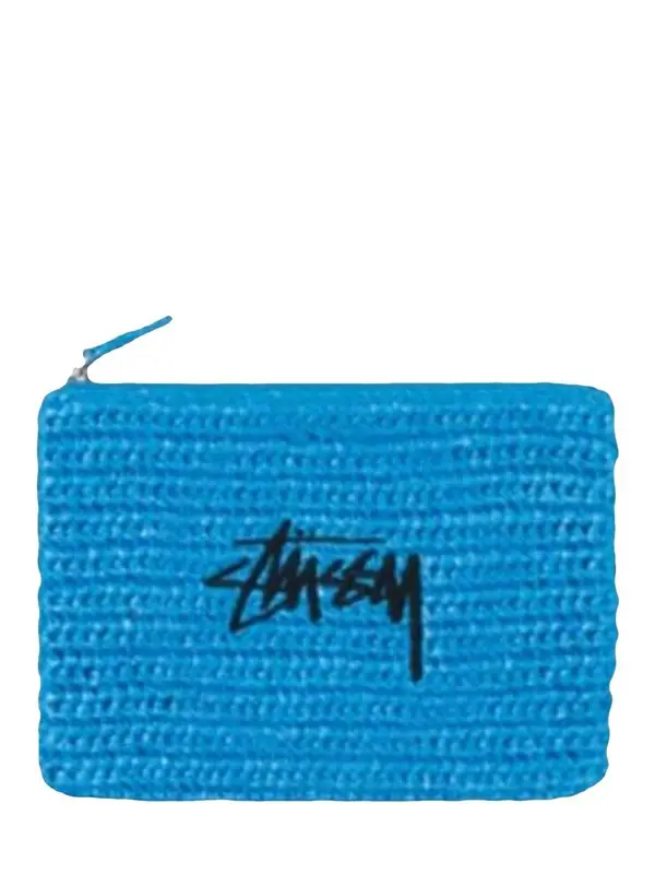 StÜssy Raffia Zip Pouch - Blue