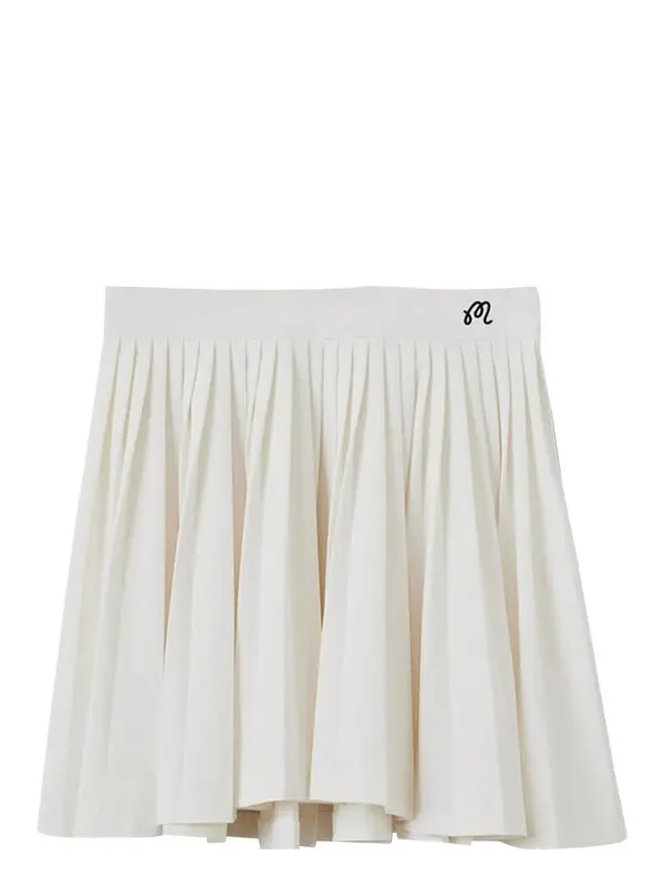 MALBON Pleated Skirt With Logo Detail - White
