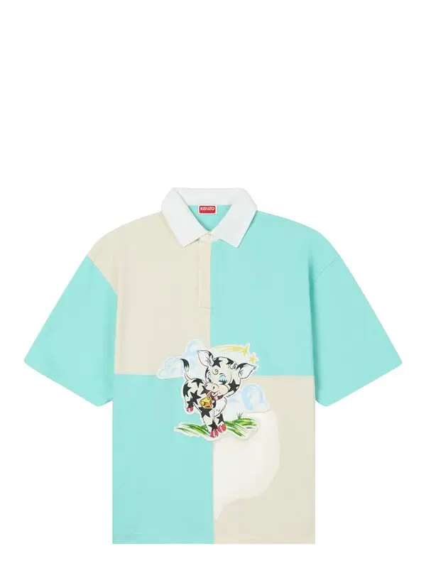 Kenzo Relaxed Fit Polo With Cartoon Graphic - Blue