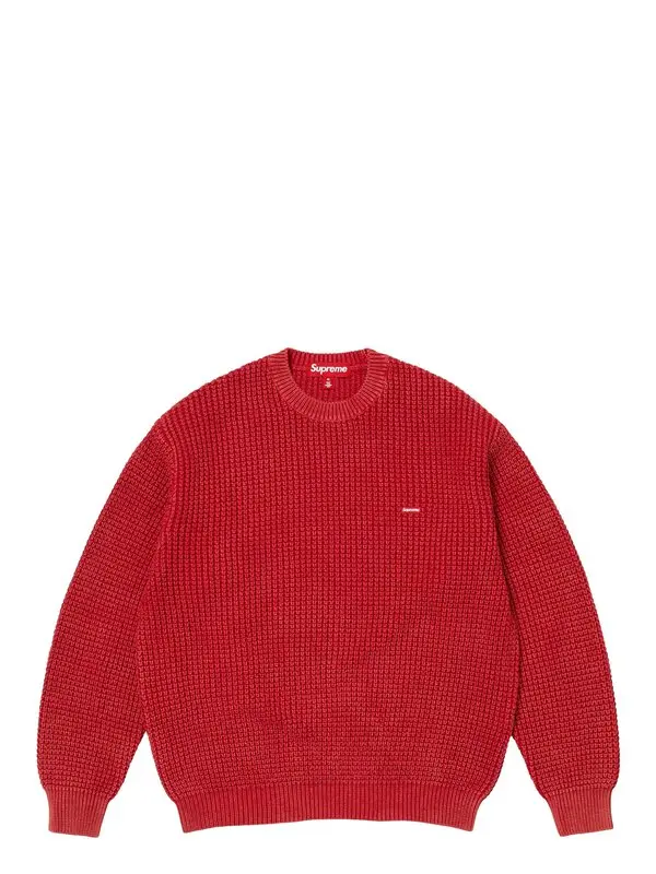 Supreme Washed Small Box Waffle Sweater - Red