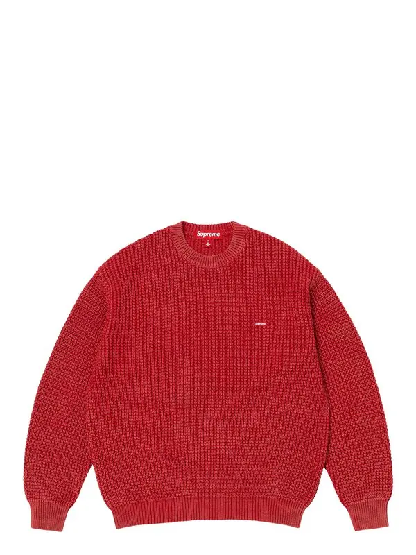 Supreme Washed Small Box Waffle Sweater - Red