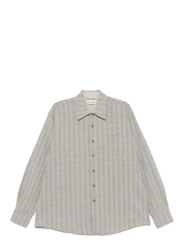 Our Legacy Above Shirt In Sage Trail Check Dryline Weave - Multicolor