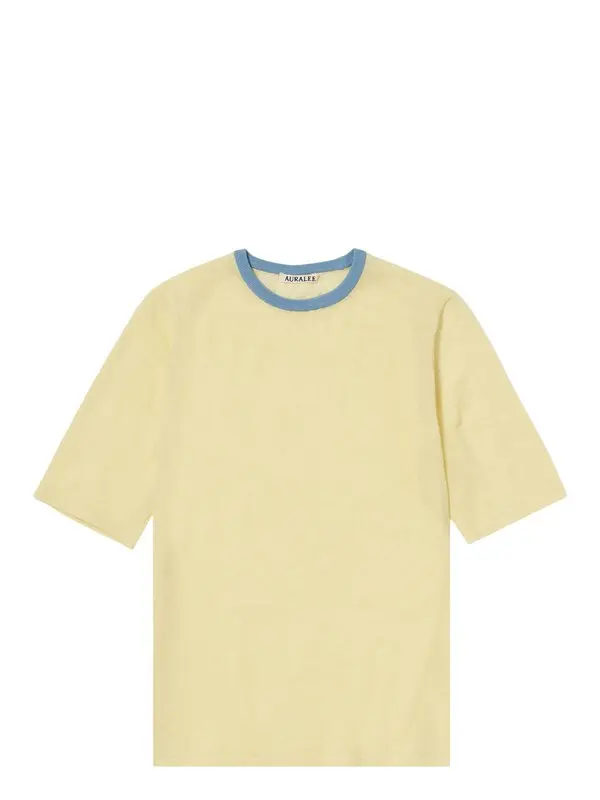 Auralee Hard Twist High Gauge Wool Silk Knit Tee - Yellow