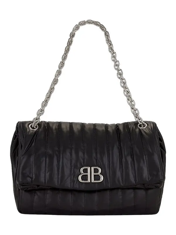 Balenciaga Monaco Quilted Chain Bag - Black