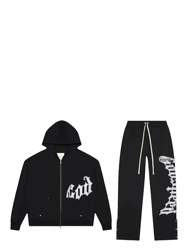 GODSPEED Og Logo V2 Zip-up Hoodie And Sweatpants Set - Black