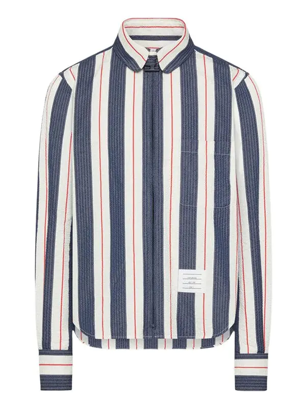 Thom Browne Striped Zip-up Shirt - White