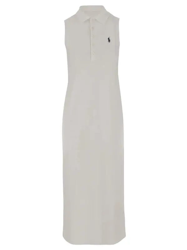 Polo Ralph Lauren Sleeveless Collared Knit Dress - White