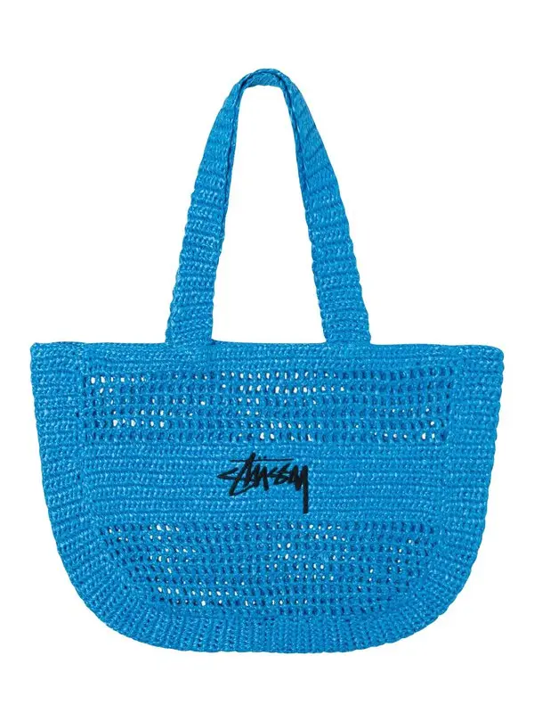 StÜssy Raffia Tote Bag With Logo - Blue