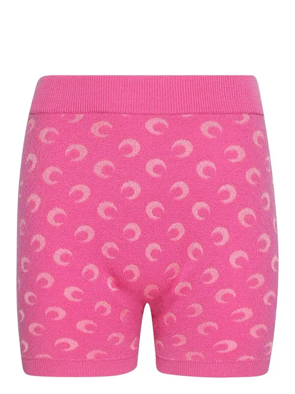 MARINE SERRE Moon Jacquard Knit Shorts - Pink